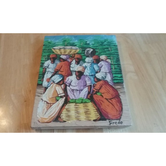 Art | Vintage South American Oil Painting Field Harvest Picking Artist ...